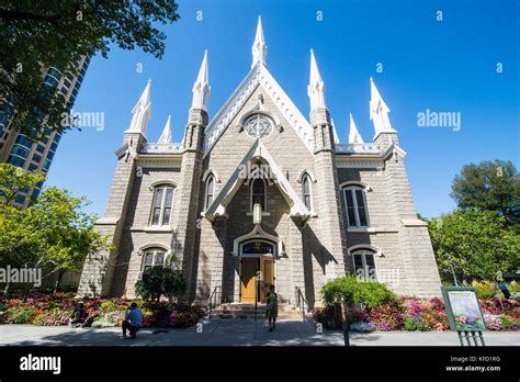 Mormon Assembly Hall On Temple Square Salt Lake City Utah Usa Stock