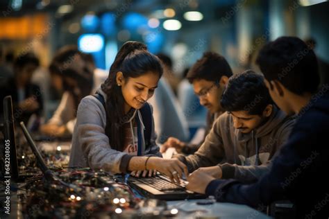 Indian Students Engrossed In A Coding Workshop Demonstrating Their Enthusiasm For Technology