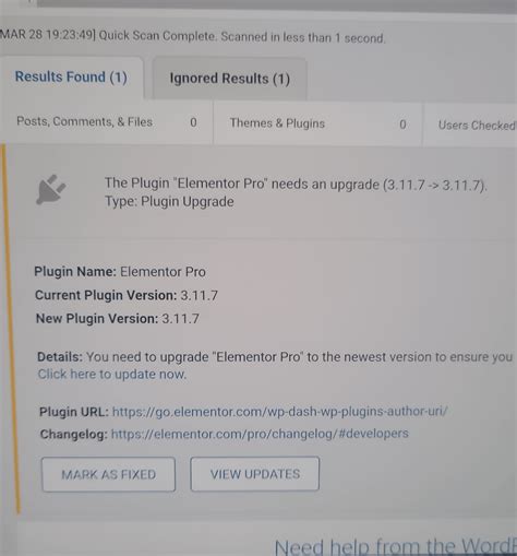 auto update error and display problems r elementor