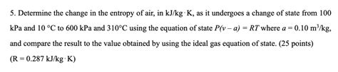 Determine The Change In The Entropy Of Air In Chegg Com
