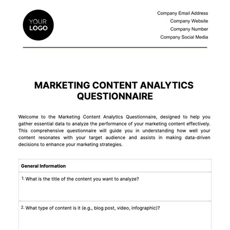 Marketing Content Analytics Questionnaire Template Edit Online
