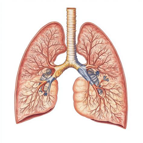 Labeled Human Respiratory System Illustration Anatomy Diagram Premium