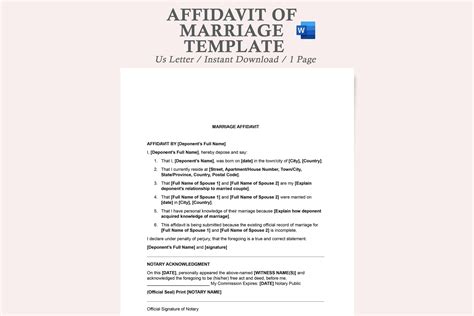Affidavit Of Marriage Templateaffidavit For Marriage Sample Letter