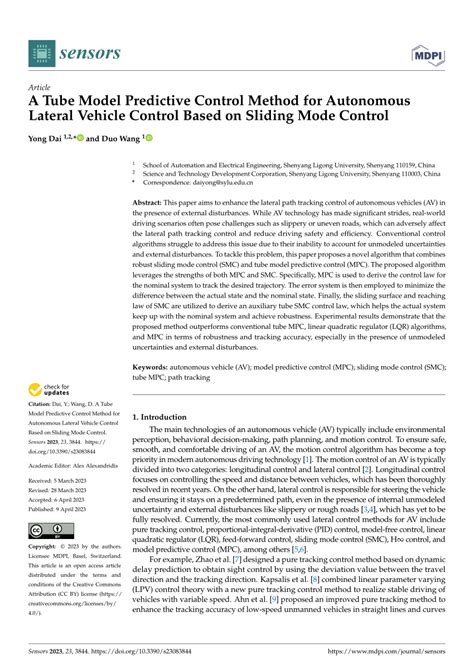 pdf a tube model predictive control method for autonomous lateral