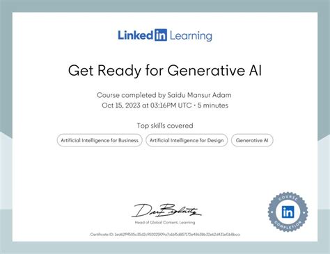 Just Finished The Course “get Ready For Generative Ai” By Ashley Kennedy Dr Saidu Mansur Adam