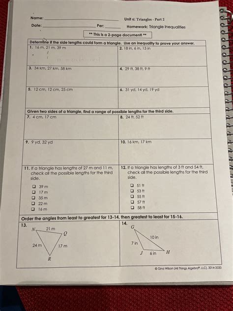 Answered Name Unit 6 Triangles Part 2 Date … Bartleby