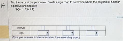 Solved Find The Zeros Of The Polynomial Create A Sign Chart To