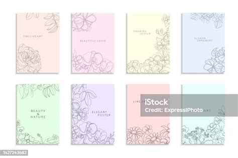 섬세한 꽃 커버 템플릿 플래 카드 브로셔 배너 전단지 등의 컬렉션 다채로운 개요 배경 엽서 포스터 초대장 꽃을 그리는 우아한