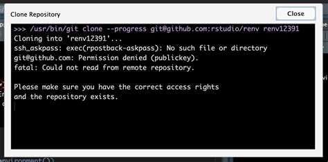error when creating a new project from github repository on macos