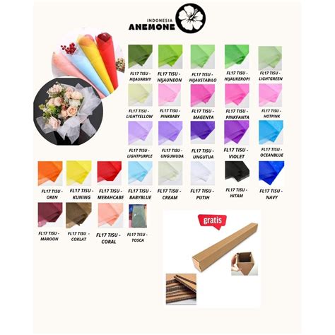 Jual Anemone 5 Lembar Fl17 Tisu Kertas Tissue Buket Kertas Tissue Flower Wrapping Paper