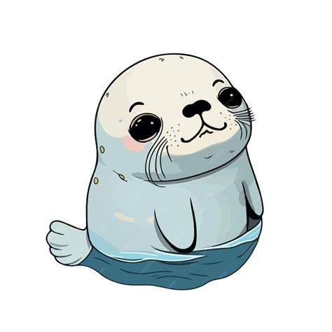 Style De Dessin Animé De Phoque Mignon Vecteur Premium