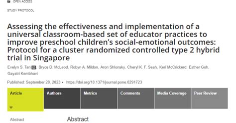 Journal Article Assessing The Effectiveness And Implementation Of A Universal Classroom Based