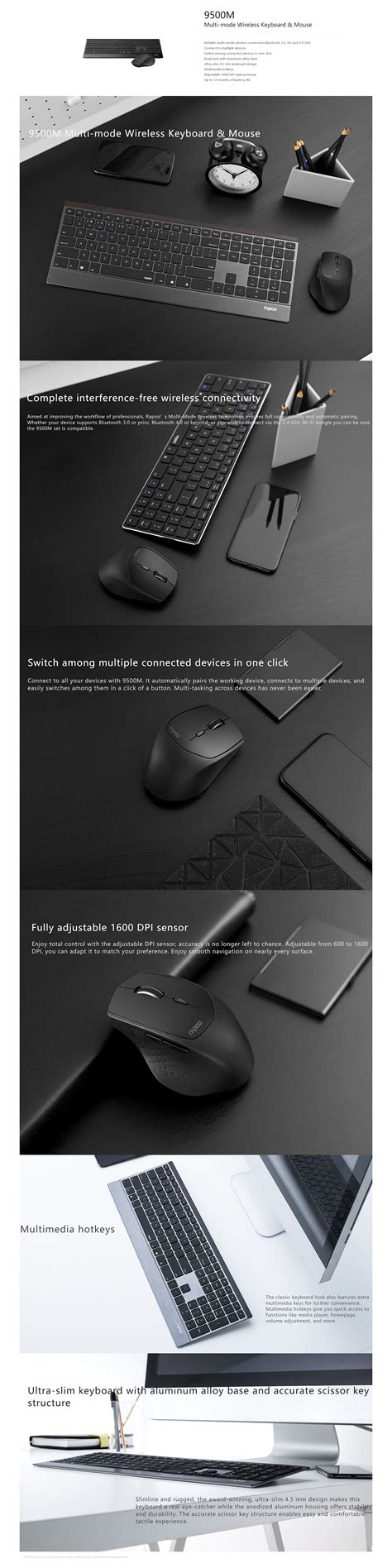 Rapoo 9500m Bluetooth Wireless Keyboard And Mouse Combo Bailin Tech Solutions