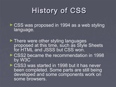 Cascaded Styling Sheets Intro Ppt