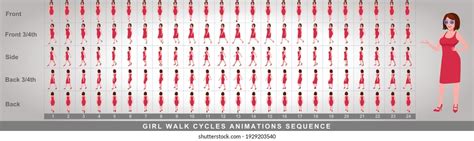 Girl Character Walk Cycle Animation Sequence Shutterstock