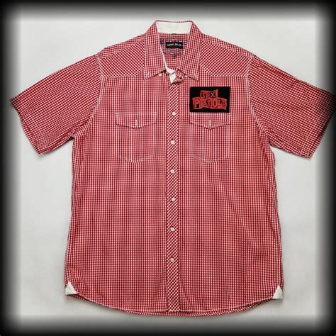 Koszula Sex Pistols Xl Diy Czerwono Biała Krata Spirit Of Rock And Roll