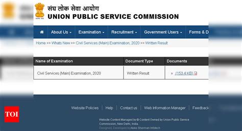 UPSC Civil Services Mains 2020 Results Announced At Upsc Gov In Times Of India