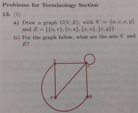 solved draw a graph g v e with v {u v x y} and e {{u