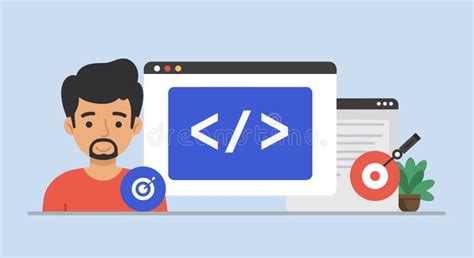 Web Developer Working On Website Code And Target Audience Stock Vector Illustration Of