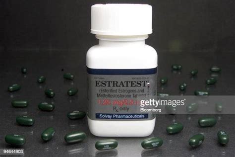 Pills Of The Menopause Treatment Drug Estratest Are Arranged In The