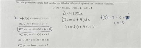 Solved Find the particular solution that satisfies the | Chegg.com