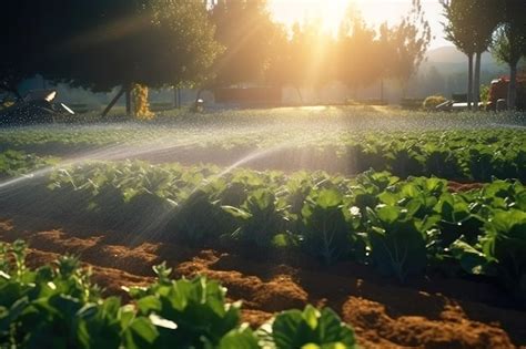 Premium Ai Image Using Modern Automated Irrigation System In Agriculture