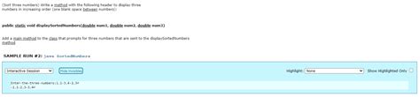 Solved Sort Three Numbers Write A Method With The