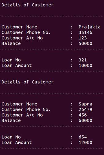 bank application using multilevel inheritance