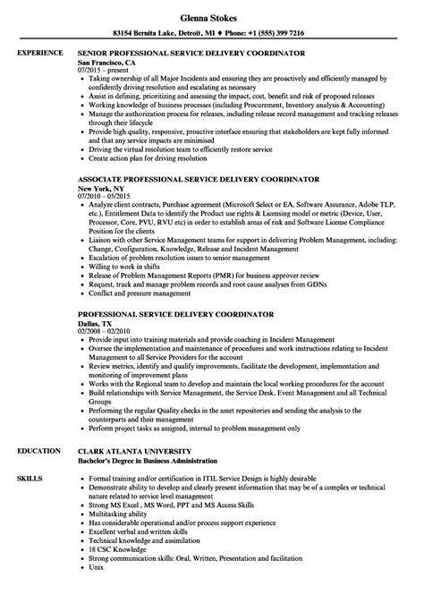 Professional Service Delivery Coordinator Resume Samples Velvet Jobs