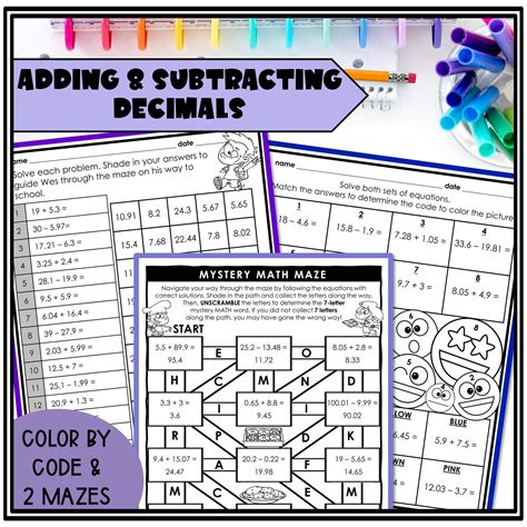 Adding And Subtracting Decimals Activities Pams Place