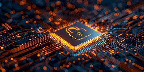 Digital Security Concept With Lock And Circuit Design On Abstract Background Concept Digital