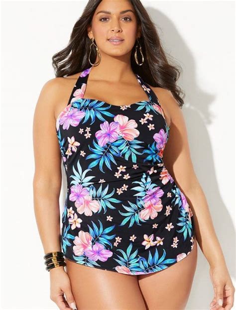Plus Size Lanai H Back Sarong Front One Piece Swimsuit