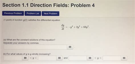 Solved Section 1 1 Direction Fields Problem 4 Previous