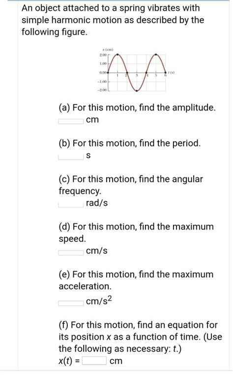 solved an object attached to a spring vibrates with simple