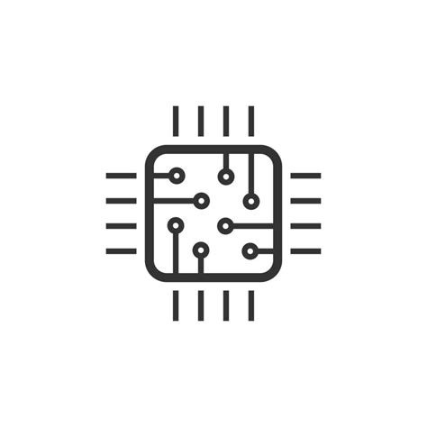 Computer Cpu Icon In Flat Style Circuit Board Vector Illustration On White Isolated Background