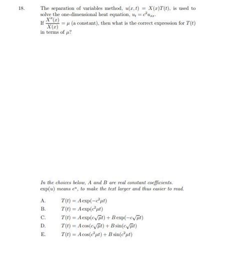 Solved 18 The Separation Of Variables Method