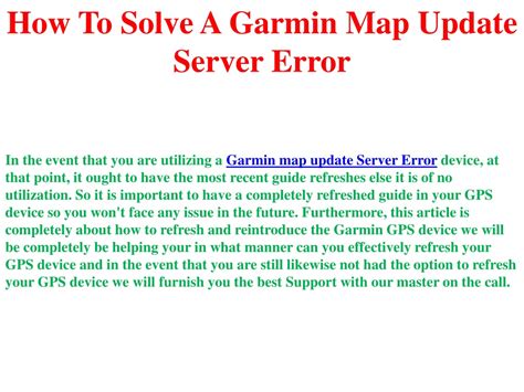 PPT How To Solve A Garmin Map Update Server Error PowerPoint Presentation ID
