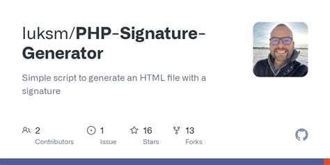 Github Luksmphp Signature Generator Simple Script To Generate An Html File With A Signature