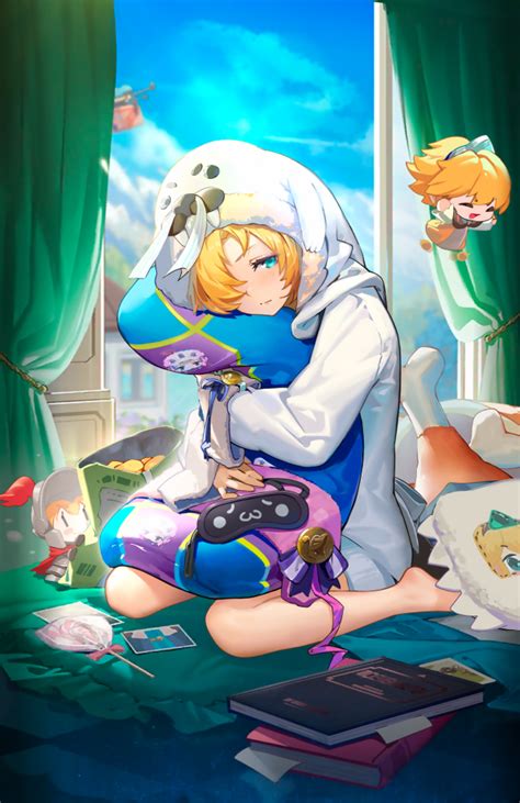 배경 화면 Guardian Tales Bianca Guardian Tales 삽화 애니메이션 소녀들 Pointy Ears 금발의 파란 눈 검