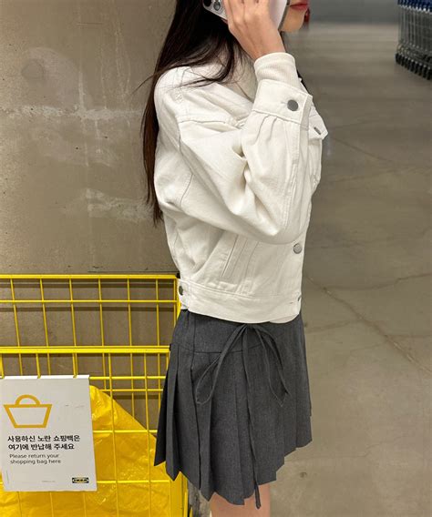 봄 신상핏 보장 화이트 트러커 코튼 비죠 자켓 에이블리