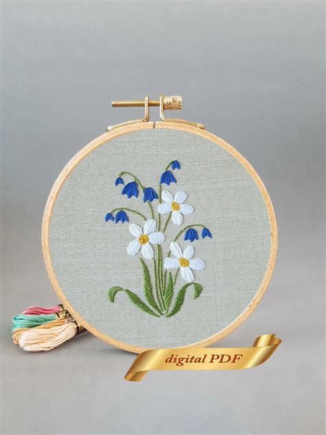 Wild Flowers Pattern Pdf Hand Embroidery Diy Floral Design