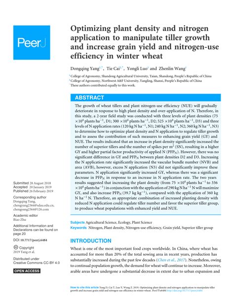 (PDF) Optimizing plant density and nitrogen application to manipulate ...