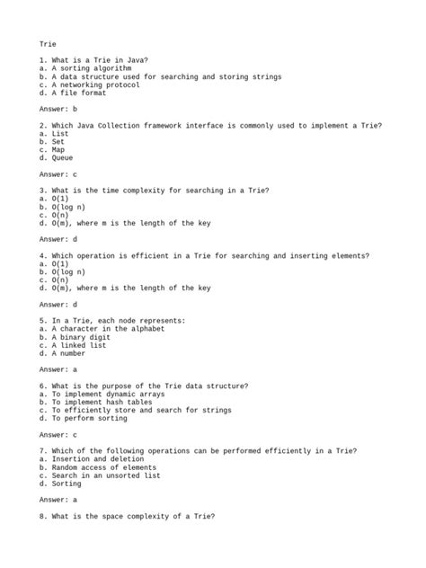 Trie And Redblack Tree Mcqs Pdf Applied Mathematics Algorithms