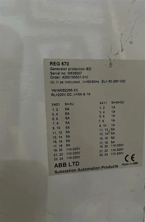 Abb Reg670 Generator Protection Relay Abb Reg 670 Generator
