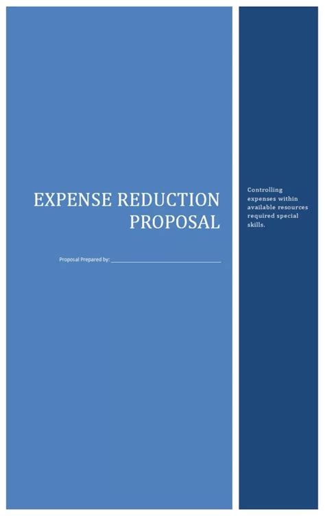 Expense Reduction Proposal Template Free Word And Excel Templates