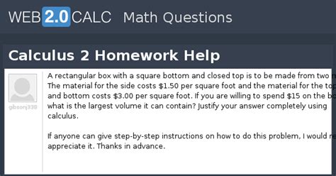 View Question Calculus 2 Homework Help
