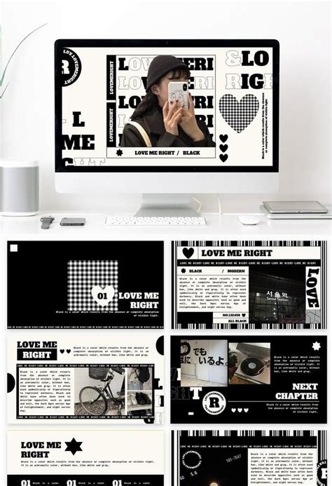 Love Me Right Black And White Creative Powerpoint Template Black Powerpoint Artofit