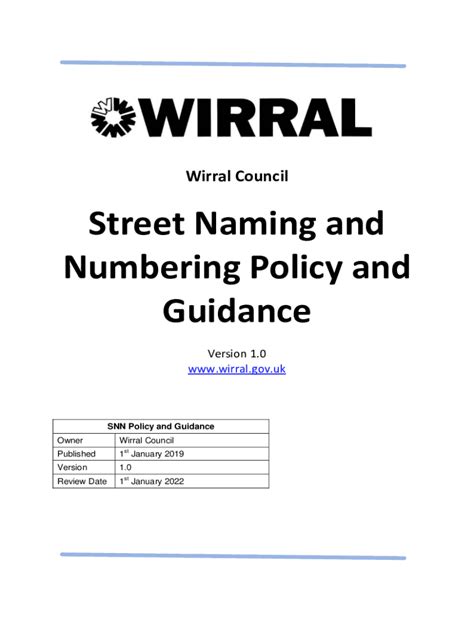Fillable Online Street Naming And Numbering Policy And Guidance Fax