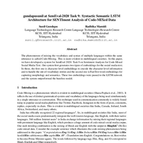 Gundapusunil At Semeval 2020 Task 9 Syntactic Semantic Lstm