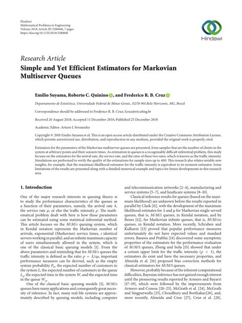 Pdf Simple And Yet Efficient Estimators For Markovian Multiserver Queues